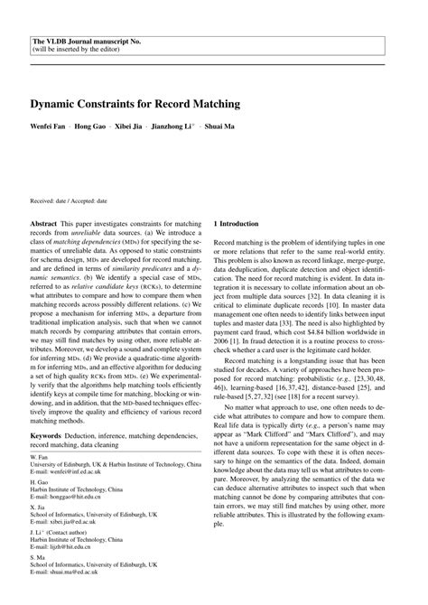 Pdf Dynamic Constraints For Record Matching