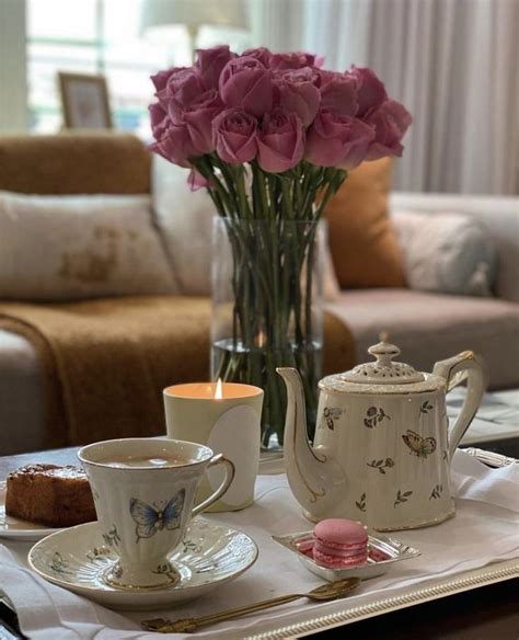 Elegant Pink Roses and Tea Set