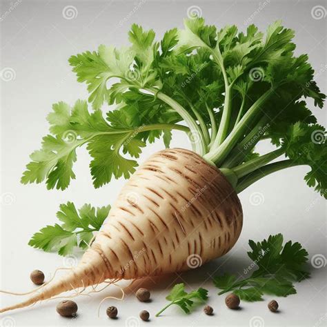 Fresh Parsnip Root With Attached Leaves Isolated On A Plain White Background Stock Illustration Fresh Parsnip Root With Attached Leaves Isolated On A Plain White Background Stock Illustration