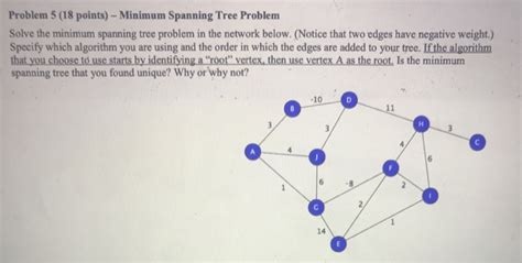 Solved Problem 5 18 Points Minimum Spanning Tree Problem Chegg Com