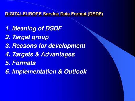 PPT How To Use DSDF D IGITALEUROPE S Ervice D Ata F Ormat PowerPoint Presentation ID 638045