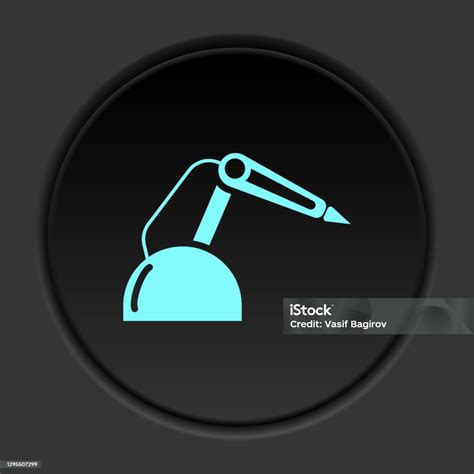 Dark Button Icon Robot Technology Industry Factory Button Banner Round Badge Interface For