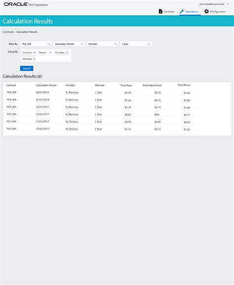 Calculation Results Ui Oracle Health Insurance Value Based Payments