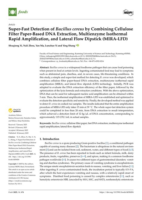 Pdf Super Fast Detection Of Bacillus Cereus By Combining Cellulose