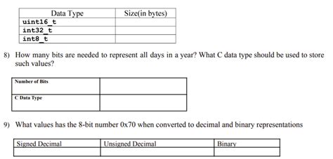 Solved 7 What Is The Size In Bytes For The Following Chegg Com