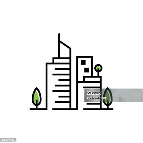 창조 적이고 및 현대 로고 특징 A 도시 스카이라인 현대 도시 로고 디자인 기호 서식 파일 플랫 스타일 벡터 일러스트 건물 외관에 대한 스톡 벡터 아트 및 기타 이미지