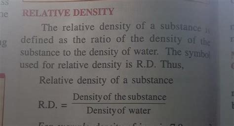 Define Relative Density Of A Substance