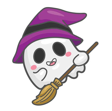Cute Ghost Halloween Decoration Party Cartoon Illustration Vector