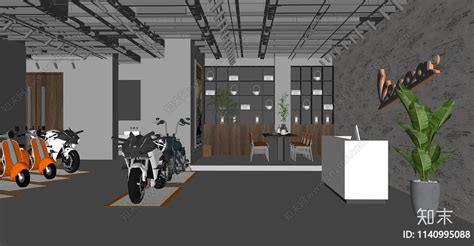 现代摩托车店su模型下载【id1140995088】知末su模型网