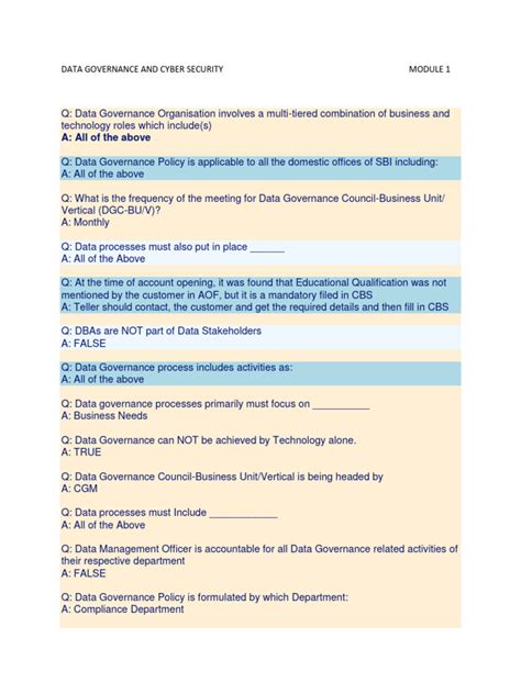 Data Governance And Cyber Security Module1 Compiled Pdf Data Quality Governance