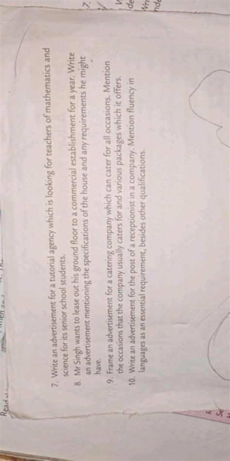 7 Write An Advertisement For A Tutorial Agency Which Is Looking For Teac