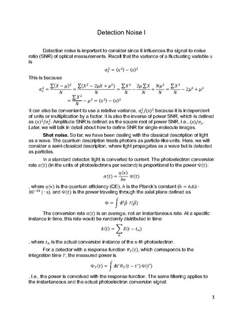 Lec6 Detection Noise I Lecture Notes For Apphy 242 Detection Noise