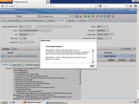 maximo functional and configurations migration of an object as a database type