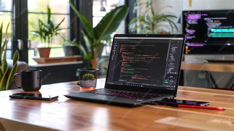 Software Developer Writing Code On Laptop Working From Home Office