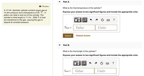 Solved Part A Review What Is The Final Temperature Of The Cylinder