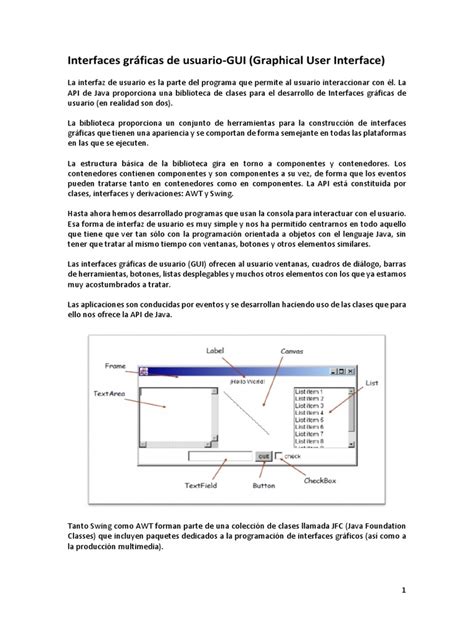 Interfaces Gráficas De Usuario Pdf Java Lenguaje De Programación Interfaces Gráficas De