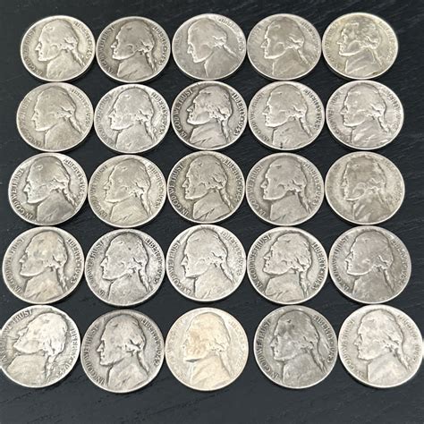 Lot Of 25 Silver War Nickels 1942 1945 125 Face Value 4843146921