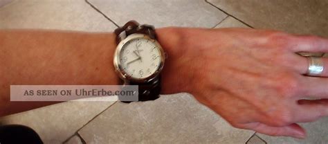 Fossil Jr1290 Damenuhr Breites Geflochtenes Lederarmband Braun