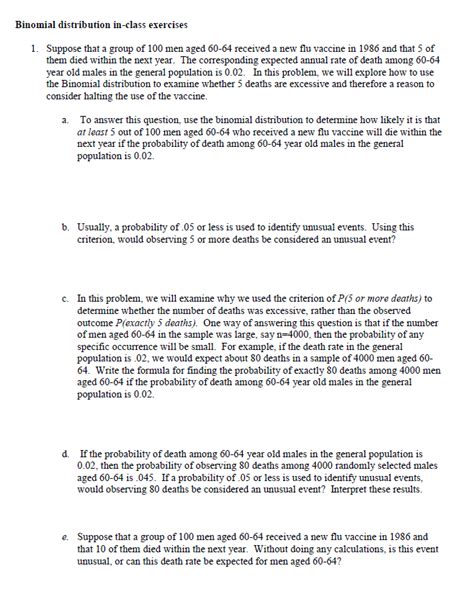 Solved Binomial Distribution In Class Exercises 1 Suppose