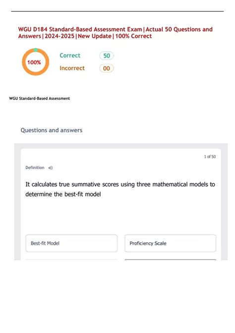 Wgu D184 Standard Based Assessment Exam Actual 50 Questions And Answers New Update 100 Correct