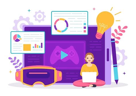 Premium Vector Video Game Development Vector Illustration With Games Programming And Coding In