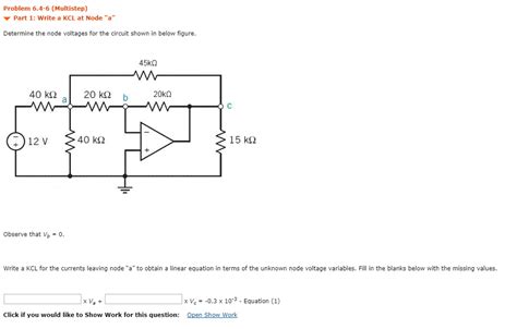 Solved Problem 64 6 Multistep Part 1 Write A Kcl At