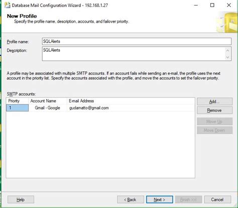 scripts em sql sql server configurando o database mail para gmail