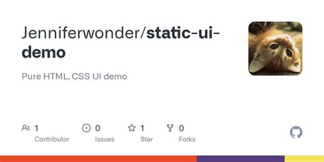GitHub Jenniferwonder Static Ui Demo Pure HTML CSS UI Demo