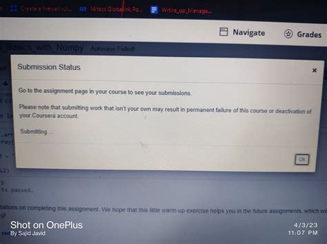 unable to submit my assignments as it s only showing submitting neural networks and deep