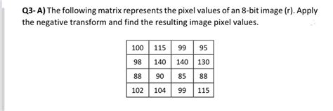 Solved Q A The Following Matrix Represents The Pixel Chegg