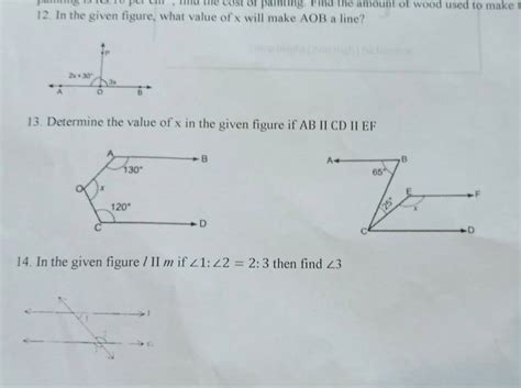 12 In The Given Figure What Value Of X Will Make AOB A Line 13 Determ