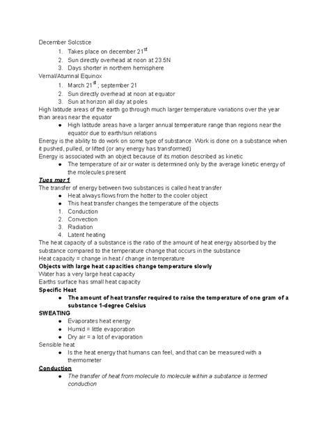 Meteorology Study Notes December Solcstice Takes Place On December St Sun Directly