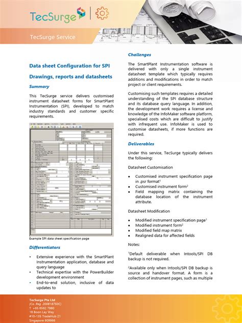 tecsurge service data sheet configuration for spi pdf databases specification technical