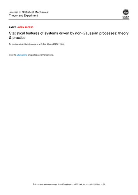 Pdf Statistical Features Of Systems Driven By Non Gaussian Processes