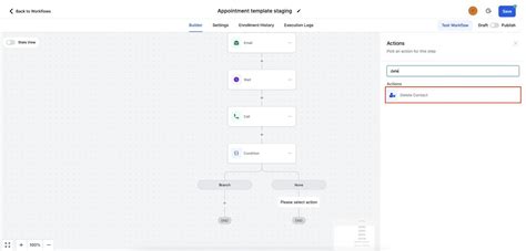 how to set up delete contact action on workflow in gohighlevel growthable