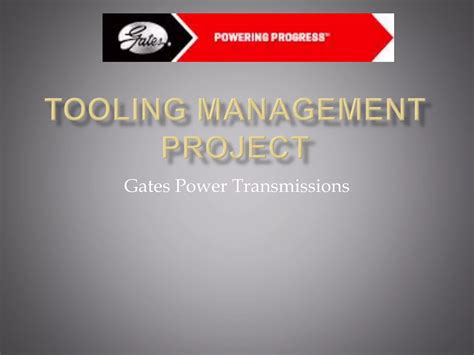Tooling Management Project Pptx