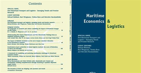 Maritime Economics And Logistics Port Hinterland Transport And Logistics