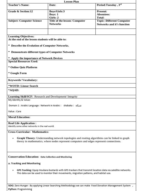 Computer Science Lesson Plan3 Pdf