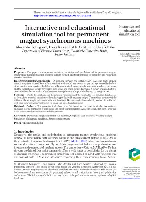 Pdf Interactive And Educational Simulation Tool For Permanent Magnet Synchronous Machines