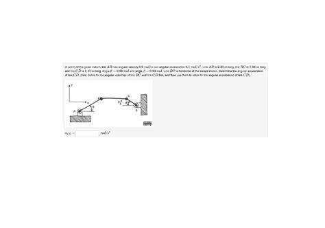 Solved At The Given Instant Link Ab Has Angular