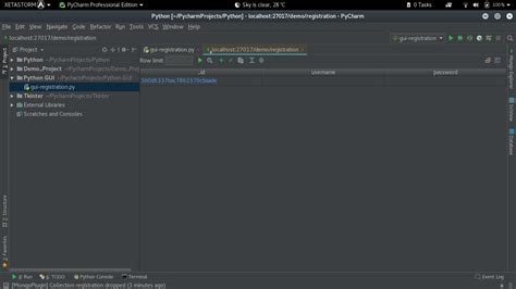 python tkinter entry box values stored as null in mongodb stack