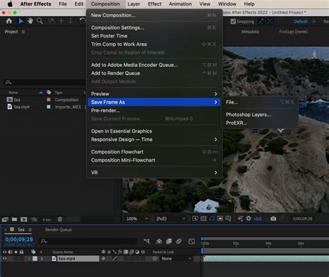 how to save a screenshot in after effects