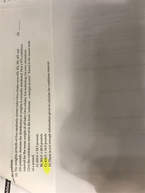 Solved Ables Wve The Problem The Weights At Birth Chegg Com