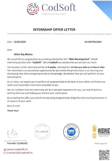 Nikhil Raj Mishra On Linkedin Codesoft Codsoftintern
