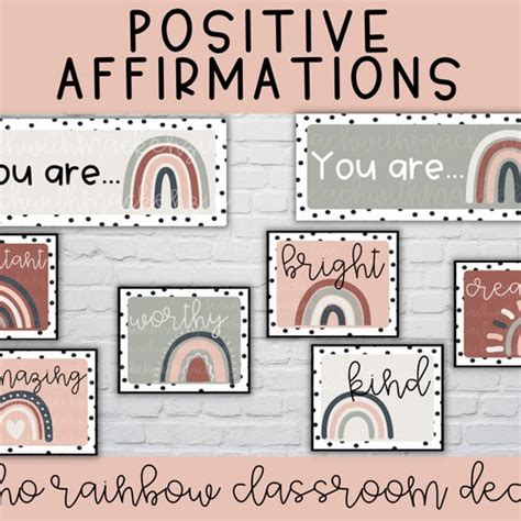 Boho Rainbow Motivational Posters Classroom Decor Classroom Etsy