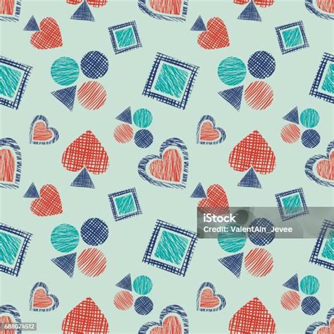 카드 놀이의 아이콘으로 원활한 벡터 기하학 패턴입니다 손으로 배경 질감된 기하학적 그림 그려 포장 웹 배경 벽지 파스텔 그래픽 일러스트 템플릿 가능성에 대한 스톡 벡터 아트