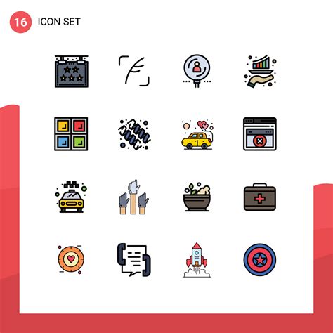 Editable Vector Line Pack Of 16 Simple Flat Color Filled Lines Of Report Growth Find Graph