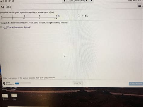 Solved Calculate SST SSR And SSEb Verify The Regression Chegg Com