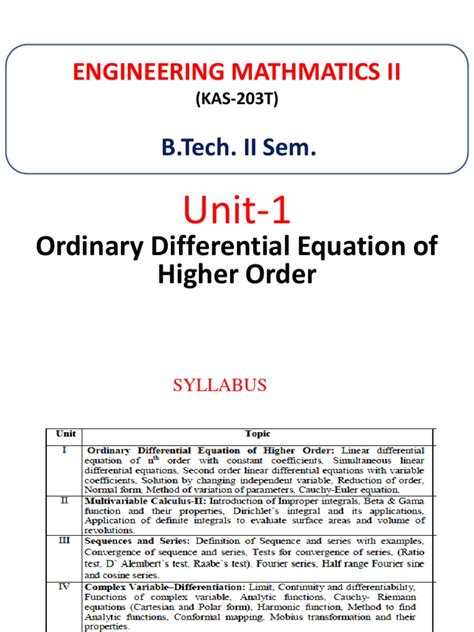 engineering mathmatics ii b tech ii sem pdf equations