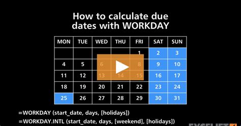 How To Calculate Due Dates With Workday Video Exceljet